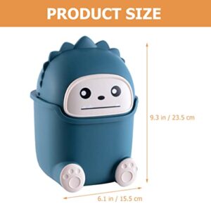 UPKOCH Mini Desk Trash Can Cartoon Desktop Trash Can Mini Garbage Bin Monster Wastebasket with Lid for Home Bathroom Kitchen Office Dorm Dark Blue