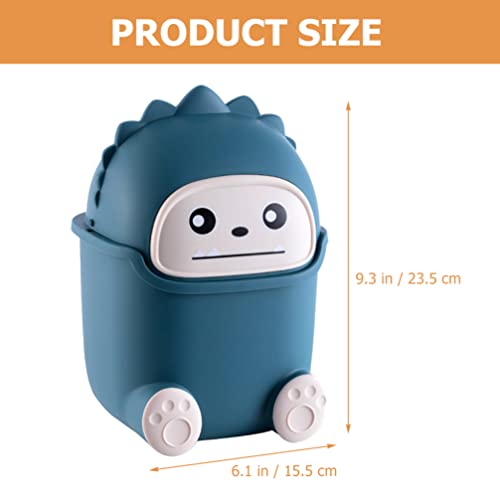 UPKOCH Mini Desk Trash Can Cartoon Desktop Trash Can Mini Garbage Bin Monster Wastebasket with Lid for Home Bathroom Kitchen Office Dorm Dark Blue