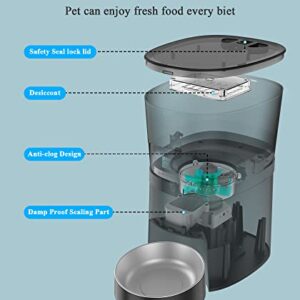 Cat Feeder, HoneyGuaridan 4.5L Automatic Pet Feeder for Dogs Food Dispenser Auto Cat Feeder – 6 Meal Portion Control, Distribution Alarm, Programmable Timer Feeder, Customizable Voice Recorder Black