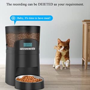 Cat Feeder, HoneyGuaridan 4.5L Automatic Pet Feeder for Dogs Food Dispenser Auto Cat Feeder – 6 Meal Portion Control, Distribution Alarm, Programmable Timer Feeder, Customizable Voice Recorder Black