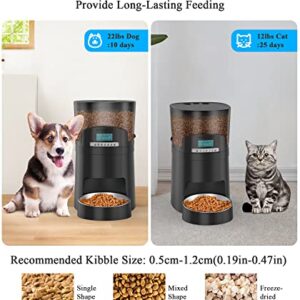 Cat Feeder, HoneyGuaridan 4.5L Automatic Pet Feeder for Dogs Food Dispenser Auto Cat Feeder – 6 Meal Portion Control, Distribution Alarm, Programmable Timer Feeder, Customizable Voice Recorder Black