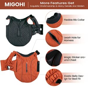 MIGOHI Dog Jacket for Winter, Windproof Dog Coat with Reflective Trims for Cold Weather, Warm Dog Winter Coats Padded Dog Puffer Jackets for Small Medium Large Dogs, Orange XXXL