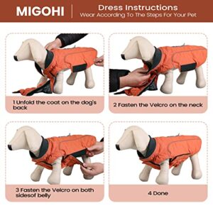 MIGOHI Dog Jacket for Winter, Windproof Dog Coat with Reflective Trims for Cold Weather, Warm Dog Winter Coats Padded Dog Puffer Jackets for Small Medium Large Dogs, Orange XXXL