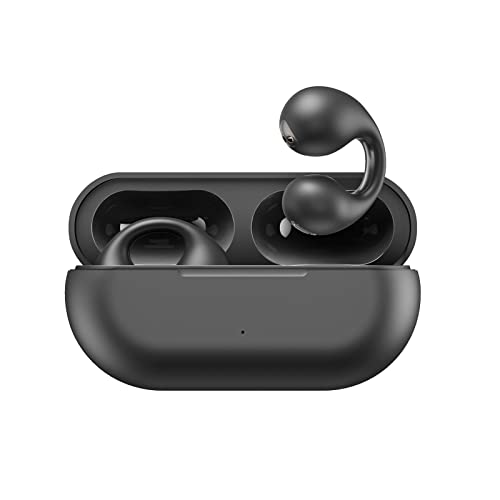 MOUSKE New Earring Headphones Wireless Bluetooth 5.3, Buckle Ear Bone Conduction,Earring Design Lightweight Fashion, Sports Don`t Fall, HI-FI Sound Quality,Ultimate Noise Cancellation (Deep Black)