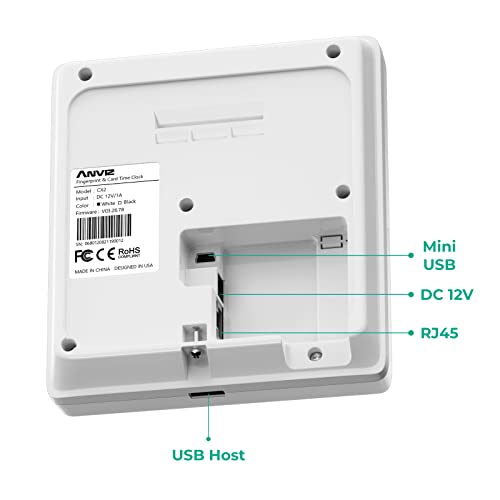 ANVIZ Time Clocks for Employees Small Business - CX2 Fingerprint Biometric Clock in and Out Machine - Finger Scan + RFID + Pin Punching in one, with Professional Cloud Software (0 Monthly Fee), White