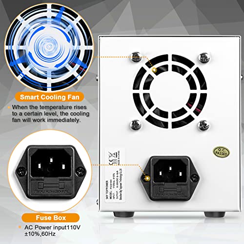 DC Power Supply Variable, 30V 10A Adjustable Switching Regulated DC Bench Lab Power Supply with 4-Digits LED Power Display,Coarse and Fine Adjustments