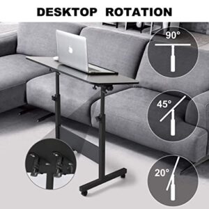 Height Adjustable Table with Reversible Home Office Desk Suitable for Mobile Small Space Portable Laptop Desk Suitable for Bedroom Bedside Office Living Room Sofa Furniture Size 15.7*31.5 In Black