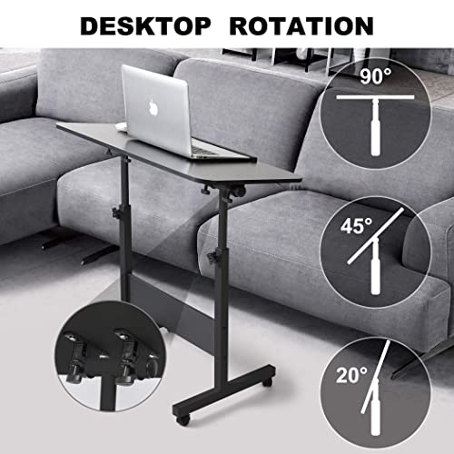 Height Adjustable Table with Reversible Home Office Desk Suitable for Mobile Small Space Portable Laptop Desk Suitable for Bedroom Bedside Office Living Room Sofa Furniture Size 15.7*31.5 In Black