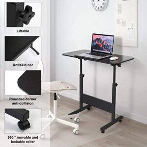 Height Adjustable Table with Reversible Home Office Desk Suitable for Mobile Small Space Portable Laptop Desk Suitable for Bedroom Bedside Office Living Room Sofa Furniture Size 15.7*31.5 In Black