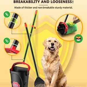 PETNOZ LIFE Large Swivel Bin & Rake Pooper Scooper with 40 Waste Bags, 36" Long Handle & 4 Bag Hooks Adjustable Dog Pooper Scooper for Large Dogs and Pets, Portable Non-Breakable Dog Poop Scooper