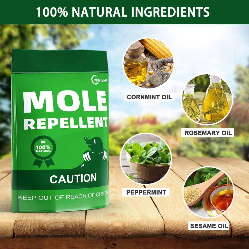 ANEWNICE Mole Repellent,Vole Repellent Outdoor,Natural Gopher Repellent,Mole Deterrent for Lawn,Get Rid of Moles in Your Yard, Outdoor Groundhog&Mole Control, Wofimeha Safe Around Pet & Plant (8 Pack)