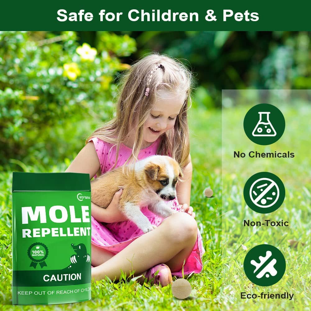 ANEWNICE Mole Repellent,Vole Repellent Outdoor,Natural Gopher Repellent,Mole Deterrent for Lawn,Get Rid of Moles in Your Yard, Outdoor Groundhog&Mole Control, Wofimeha Safe Around Pet & Plant (8 Pack)