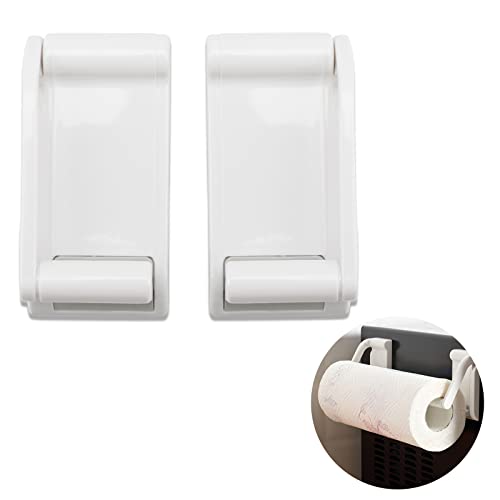 Strong Magnetic Paper Towel Holder Wall Mount White Plastic Refrigerator RV Paper Roll Holders Toilet Paper Stand for Microwave Cabinet Door Kitchen Food Wrap Plastic Produce Bags Organizer