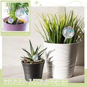 Eaasty 6 Pieces Iridescent Plant Watering Globes Colorful Glass Self Watering Globes Iridescent Pearl Plant Watering Bulbs Spike Automatic Plant Waterer for Indoor Outdoor Home Garden (Round)