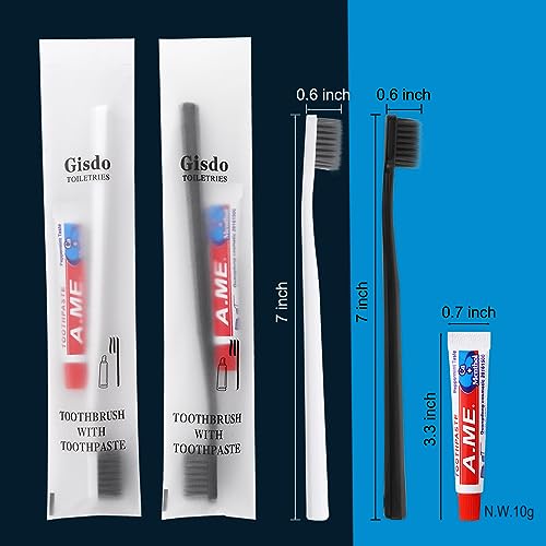 Disposable Toothbrushes with Toothpaste Individually Wrapped, 30 Pack Travel Toothbrushes with Toothpaste Bulk, 10g Travel Toothpaste, Manual Toothbrush Kit for Homeless Hotel Guest(Black,White)