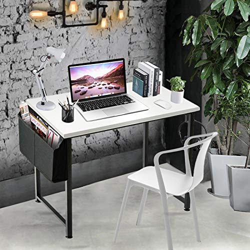 Lufeiya 31 31 inch Small Computer Desk Brown and White Set