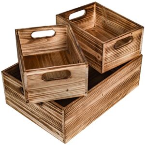 wooden crates with handles for display,home organizer , wooden crate set for pantry organizer storage, closet, arts & crafts,decorative box, wood rustic decor farmhouse boxes,storage boxset of 3 brown