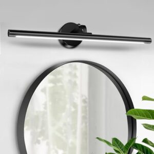 vsaten 24 inch bathroom vanity light fixtures, modern black led vanity lights for bathroom mirror, rotatable bathroom lighting fixtures over mirror, 6000k cool white