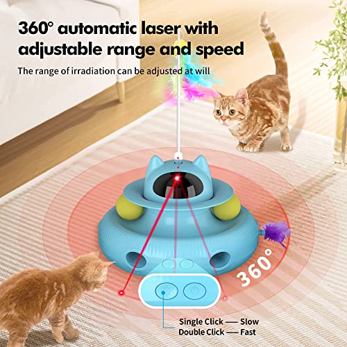 UPSKY 4-in-1 Interactive Electronic Toy for Indoor Kitten, 2023 Upgrade Automatic Pointer Feather Wand Toy, and Cat Roller Toy Relieves Anxiety & Boredom