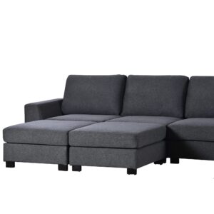 Voohek Sectional Sofa Upholstered Lounge Couch, for Living Room, Apartment, Grey