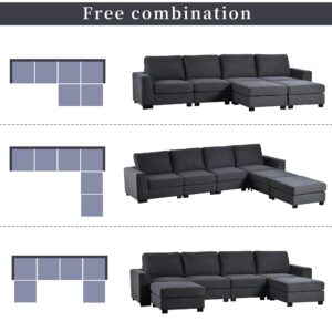 Voohek Sectional Sofa Upholstered Lounge Couch, for Living Room, Apartment, Grey