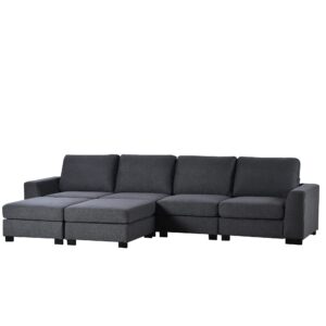 Voohek Sectional Sofa Upholstered Lounge Couch, for Living Room, Apartment, Grey