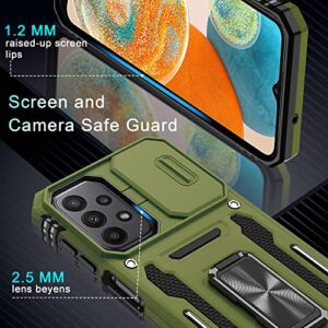 for Samsung Galaxy A23 5G/4G Case with Slide Camera Cover+Screen Protector,[Full Camera Protection] [Magnetic Rotated Kickstand] Military Grade Shockproof Heavy Duty Protective Cover-Olive Green