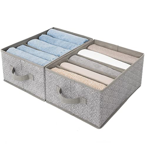 GRANNY SAYS Drawer Organizers for Clothing, Wardrobe Clothes Organizer, 5 Grids Clothes Organizer for Folded Clothes, Jeans Organizer for Closet, Wardrobe, Drawer, Gray, 2-Pack