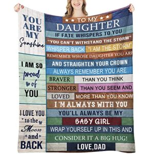 uhankru daughter gifts for daughter from dad, daughter blanket from dad, graduation birthday gifts for daughter, father daughter gifts, to my daughter blanket throw 60"x50"