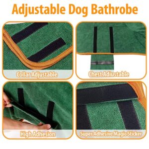 HhiMyOct Dog Drying Coat - Microfiber Dog Towel Robe Super Absorbent Pet Bathrobe Dry Fast Dog Bag, Adjustable Collar & Belly Strap Fast Drying Coat Pet Dog Cat Bath Robe Towel