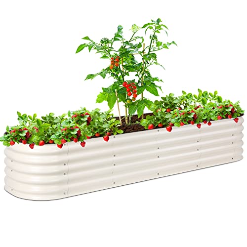 T4U Raised Garden Bed,17" Tall 8ft X 2ft Zinc-Aluminum-Magnesium Stainless Steel Durable Metal Planter Box, Easy to Install, Outdoor Planter Garden Bed for Vegetables Flowers Fruits etc