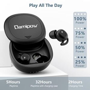 Sleep Earbuds Wireless Bluetooth Headphone for Sleeping, Noise Blocking No Alert, Ultra Small and Skin-Soft Silicone in-Ear Earbuds Designed for Side Sleepers, Insomnia, Snoring, Work, Travel (Black)