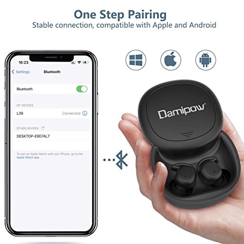 Sleep Earbuds Wireless Bluetooth Headphone for Sleeping, Noise Blocking No Alert, Ultra Small and Skin-Soft Silicone in-Ear Earbuds Designed for Side Sleepers, Insomnia, Snoring, Work, Travel (Black)