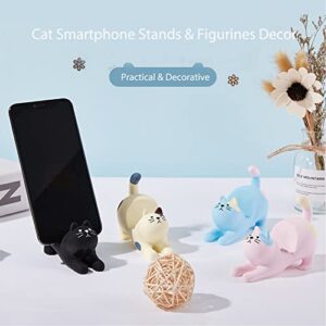 Lifexquisiter Pink Cat Smartphone Stand for Desk, Cute Kawaii Phone Holder for iPad, iPhone, Huawei,Samsung, Xiaomi, 2 in 1 Lovely Animal Desktop Ornaments Home Decor with Smartphone Stand