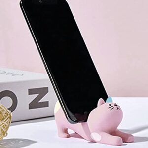 Lifexquisiter Pink Cat Smartphone Stand for Desk, Cute Kawaii Phone Holder for iPad, iPhone, Huawei,Samsung, Xiaomi, 2 in 1 Lovely Animal Desktop Ornaments Home Decor with Smartphone Stand