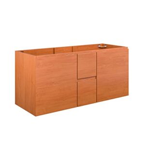 modway eei-5883-che scenic 48" double wall-mount bathroom vanity cabinet, cherry walnut