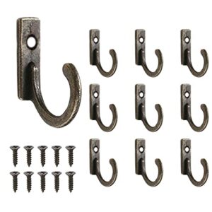 haiquandjs 10 pcs robe hooks vintage wall mounted hooks mini single coat hooks with screws for kitchen bathroom bedroom caps scarf towel key bag