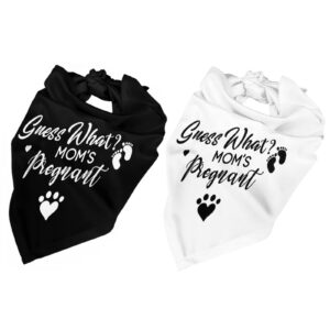 vercosee guess what? my mom is pregnant, pregnancy announcement dog bandana, gender reveal photo prop pet scarf decorations accessories, pet scarves dog lovers owner gift,pack of 2 (white)