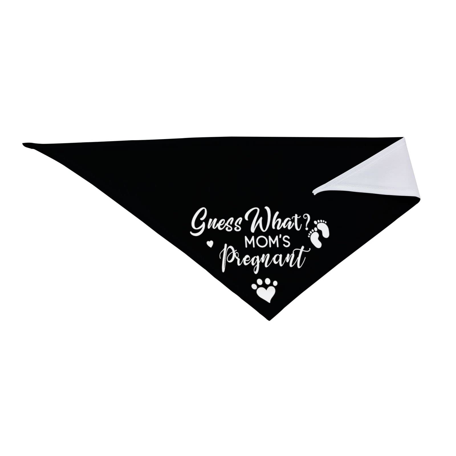 vercosee Guess What? My Mom is Pregnant, Pregnancy Announcement Dog Bandana, Gender Reveal Photo Prop Pet Scarf Decorations Accessories, Pet Scarves Dog Lovers Owner Gift,Pack of 2 (White)