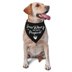 vercosee Guess What? My Mom is Pregnant, Pregnancy Announcement Dog Bandana, Gender Reveal Photo Prop Pet Scarf Decorations Accessories, Pet Scarves Dog Lovers Owner Gift,Pack of 2 (White)