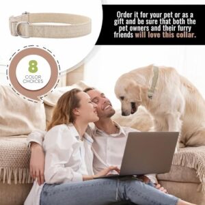 DCSP Pets - Dog Collar – Heavy-Duty Dog Collar for Small Dogs, Medium and Large – Eco-Friendly Natural Fabric – Durable and Skin-Friendly – Soft Dog Collar for All Breeds (Medium, Khaki)