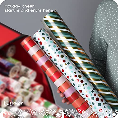 Nakior Christmas Wrapping Paper Storage Container – Xmas Gift Wrap Organizer – Stores up to 24 Standard Rolls – Under Bed Storage Bin for All Christmas Accessories – Made from 600 Oxford Fabric