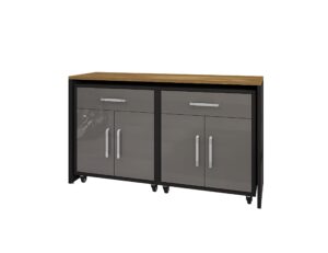 manhattan comfort eiffel garage work station set of 3 in matte black and gray