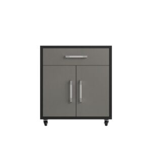 Manhattan Comfort Eiffel Garage Work Station Set of 3 in Matte Black and Gray