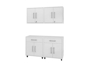 manhattan comfort eiffel 4-piece garage storage set in white