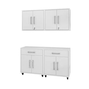 Manhattan Comfort Eiffel 4-Piece Garage Storage Set in White