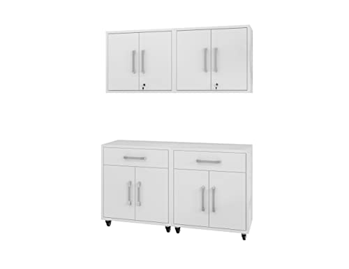 Manhattan Comfort Eiffel 4-Piece Garage Storage Set in White