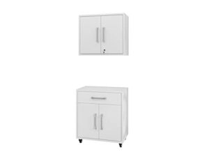 manhattan comfort eiffel 2-piece storage garage set in white