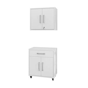 Manhattan Comfort Eiffel 2-Piece Storage Garage Set in White