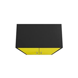 Manhattan Comfort Eiffel 3-Piece Storage Garage Set in Matte Black and Yellow